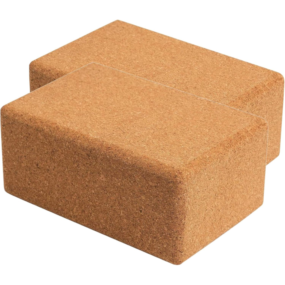 Yoga Bricks | Cork Odorless 2-Pack Durable Moisture Resistant Non-Slip ...