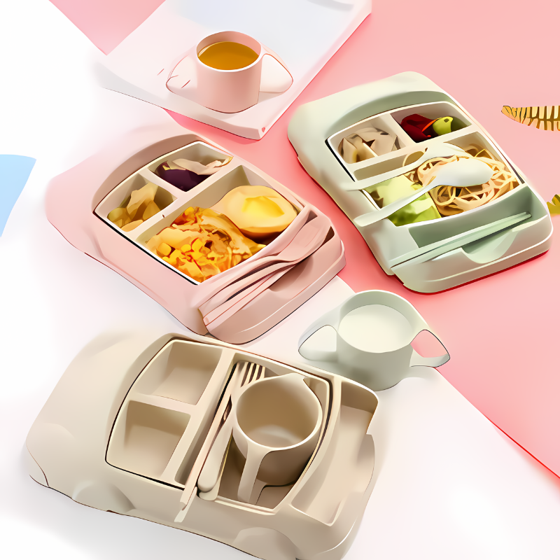 Children's Dining Set | Vehicles Plate Compartments Cup Cutlery Fun ...